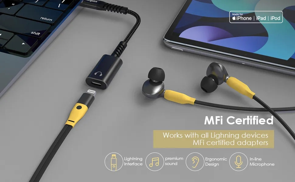 iPhone Headphones Wired with Lightning Connector Wired Earbuds for iPhone Apple MFi Certified Earphones with Microphone Volume Control Compatible