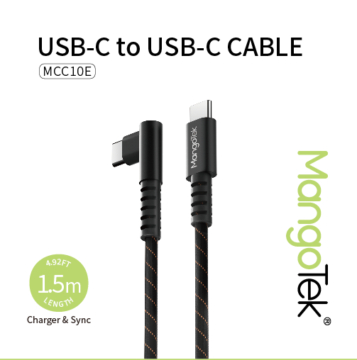 240W USB C to USB C Cable Right Angle, 1.5M Fast Charging Type C Braid ...