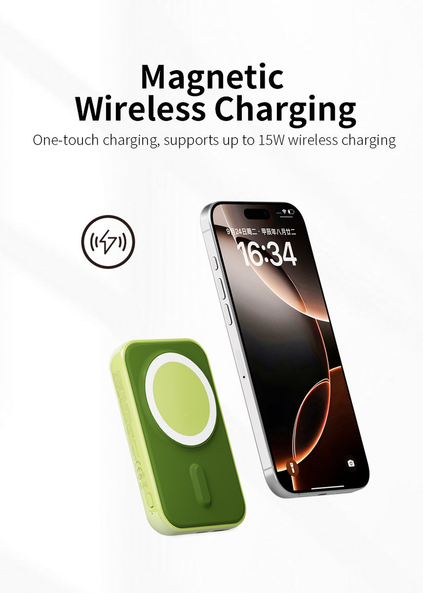 BI-COLOR Magnetic Wireless Charging Power Bank, 10000mAh Portable Trav ...